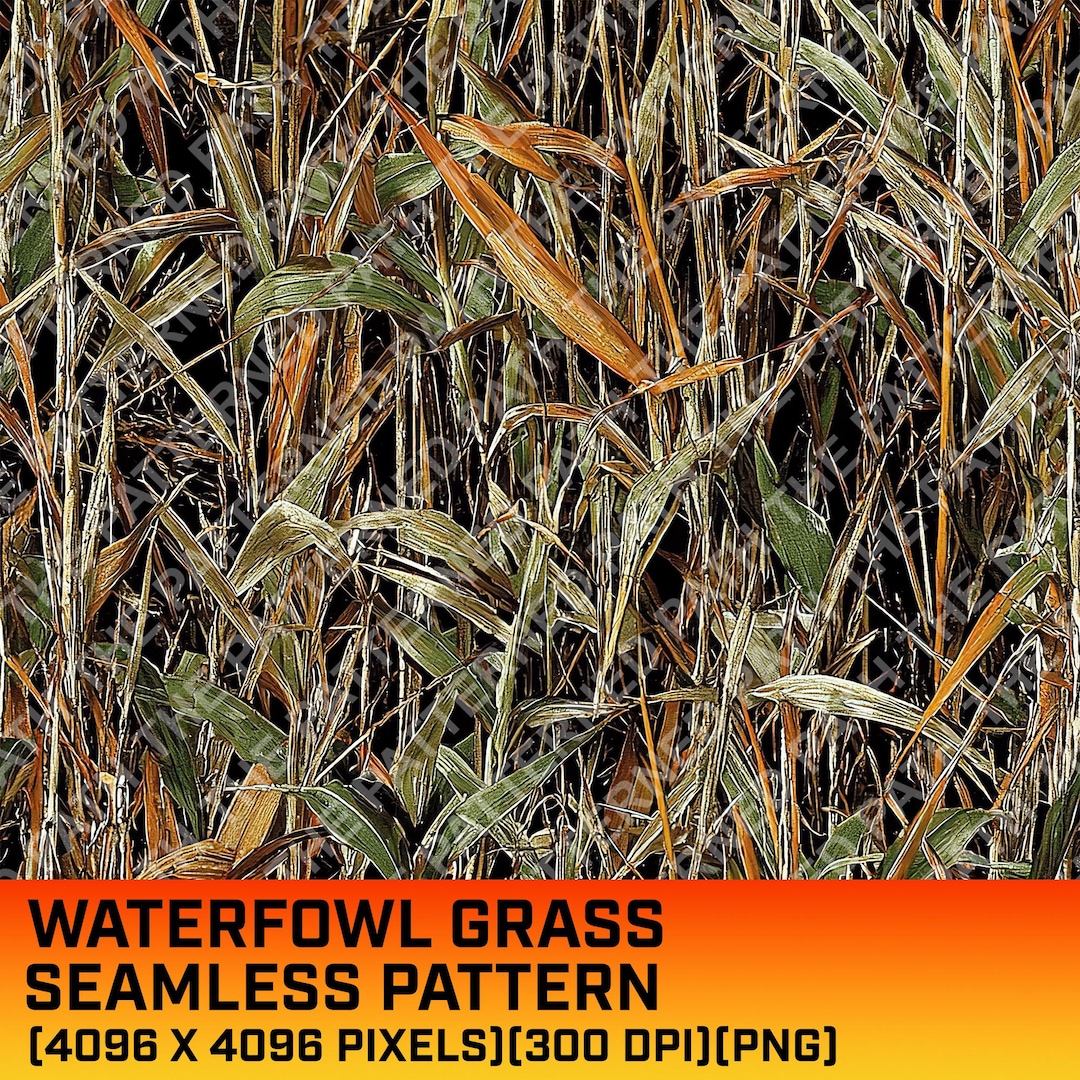 Waterfowl Grass Camouflage Digital Seamless Pattern, Swamp, Hunting ...