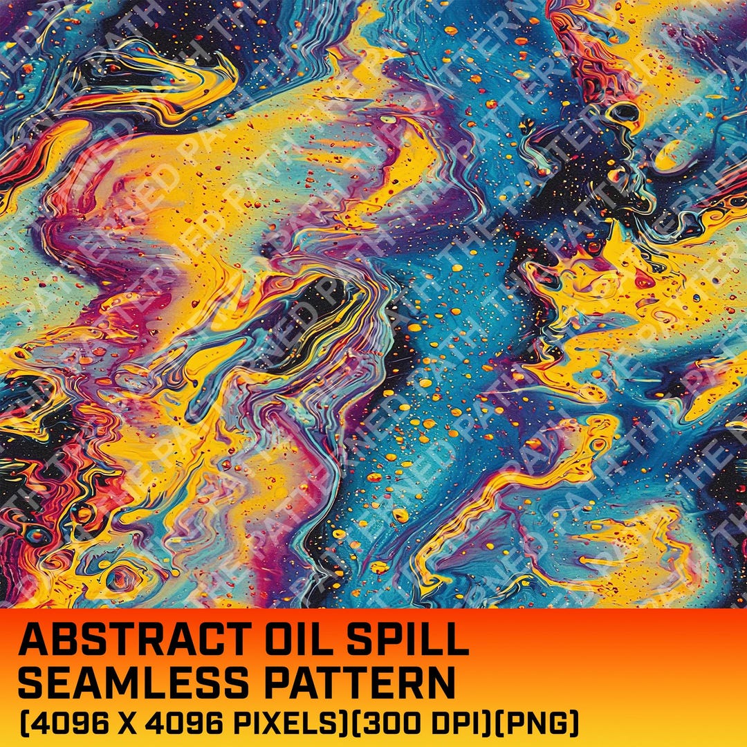 Abstract Liquid Oil Spill Seamless Digital Pattern, Rainbow Reflective ...