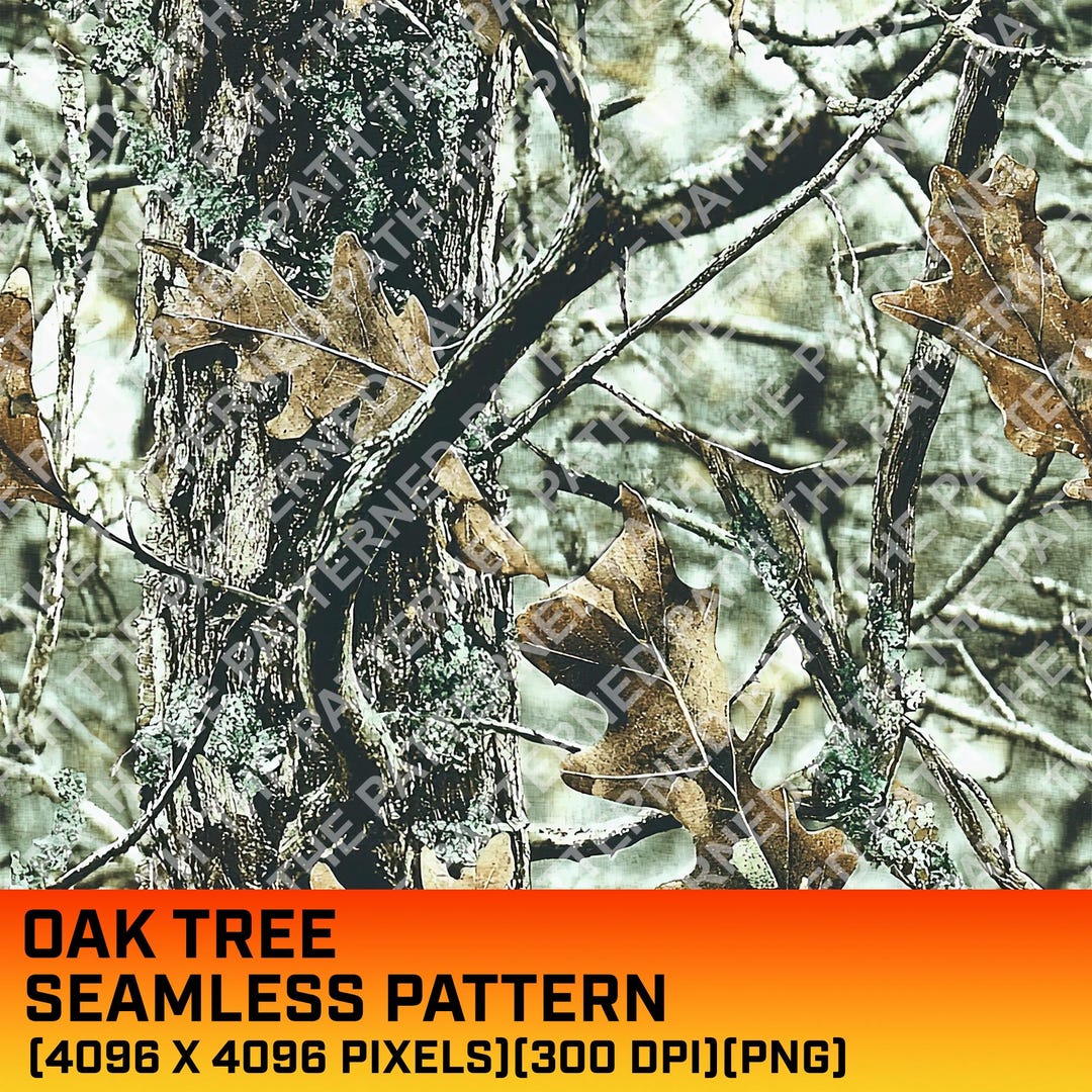 Oak Tree Camouflage Digital Pattern, Seamless Pattern, Hunting Pattern ...