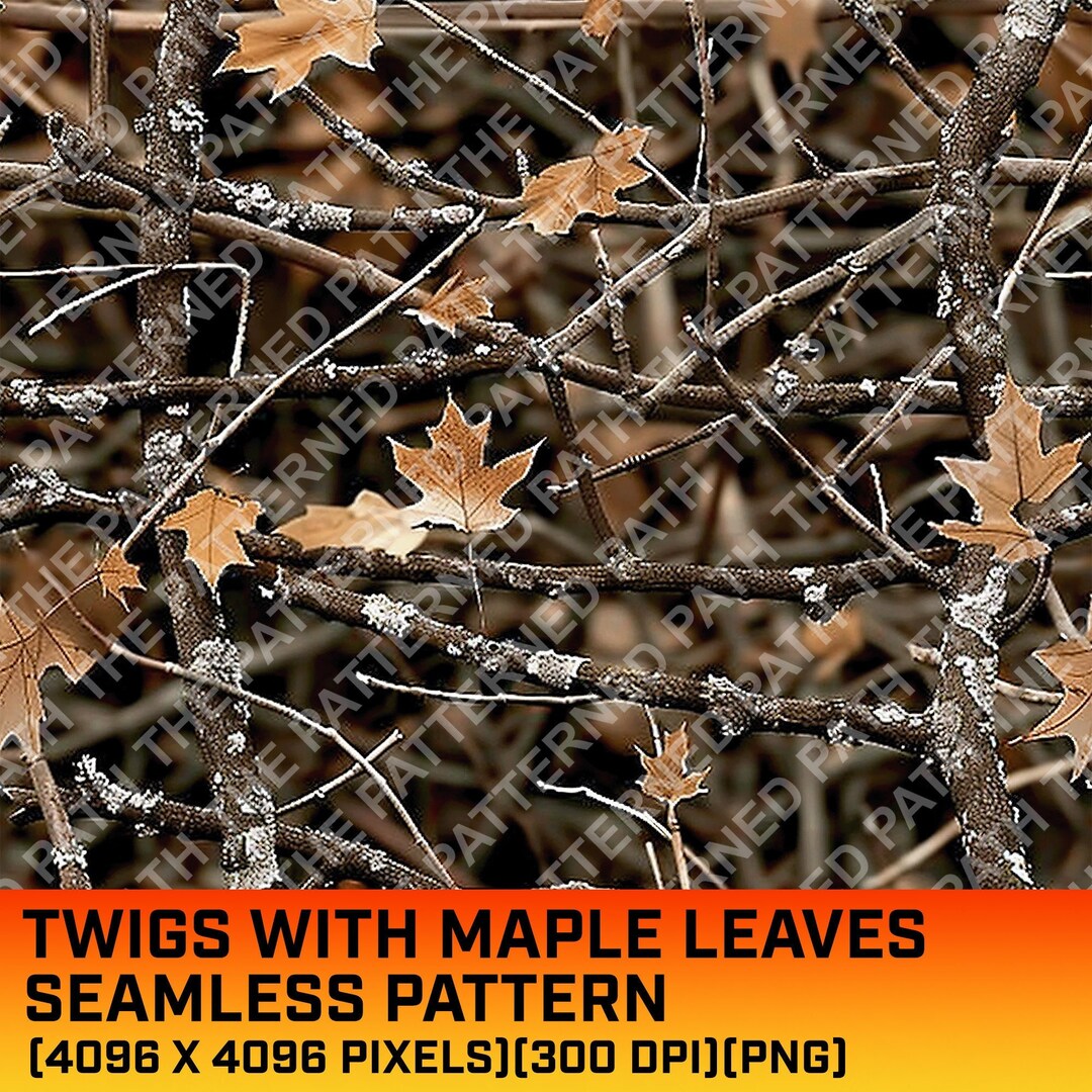Twigs and Maple Leaves Seamless Digital Pattern, Camo, Camouflage ...