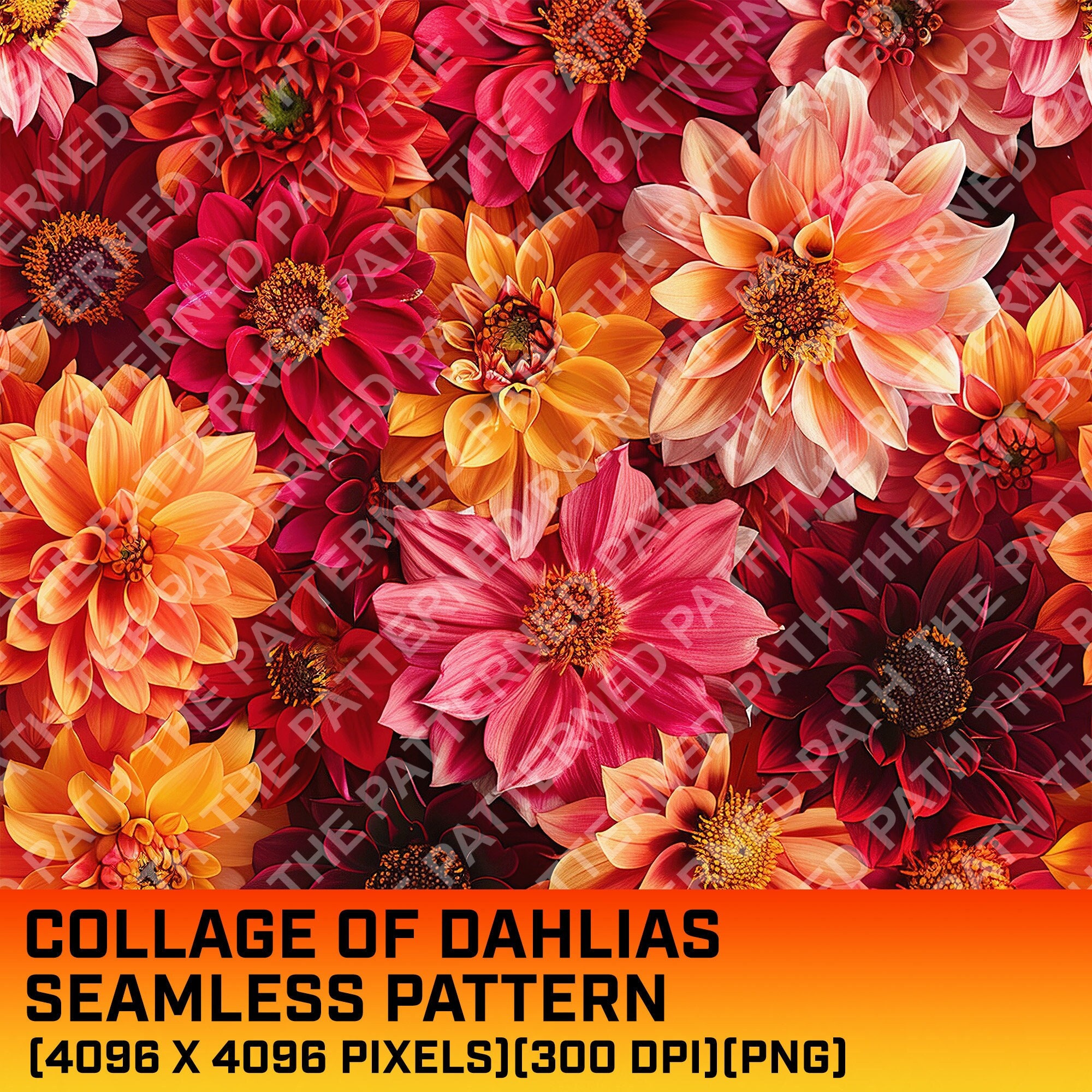 Dahlias Collage Seamless Digital Pattern, Dahlia Pattern, Flower ...