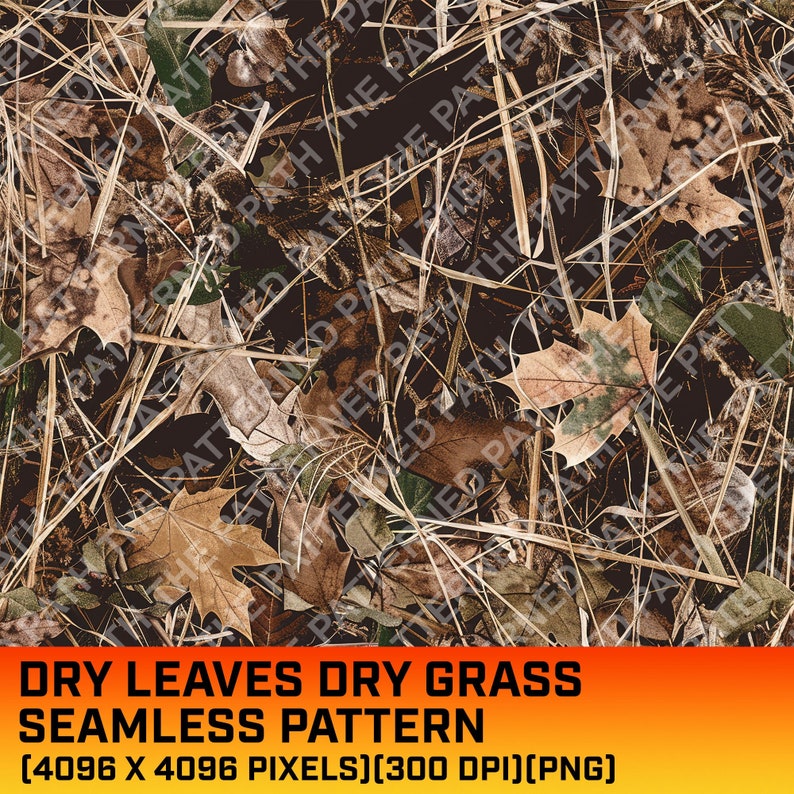 Dry Leaves Dry Grass Camouflage Seamless Digital Pattern, Autumn ...