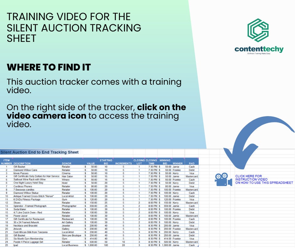 Silent Auction Template Package to Plan and Run Your Fundraising Event ...