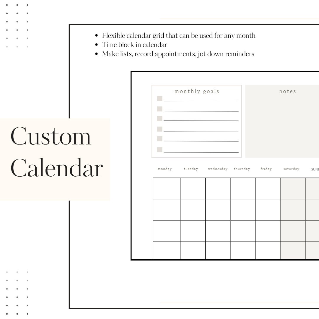 ADHD Monthly Planner, Printable Undated Calendar, Habit Tracker, Budget ...