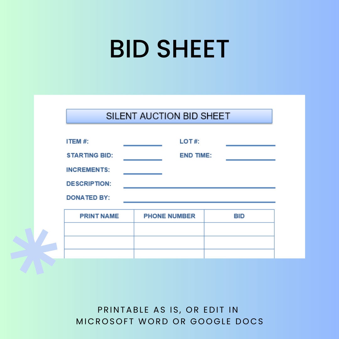 Silent Auction Template Package to Plan and Run Your Fundraising Event ...