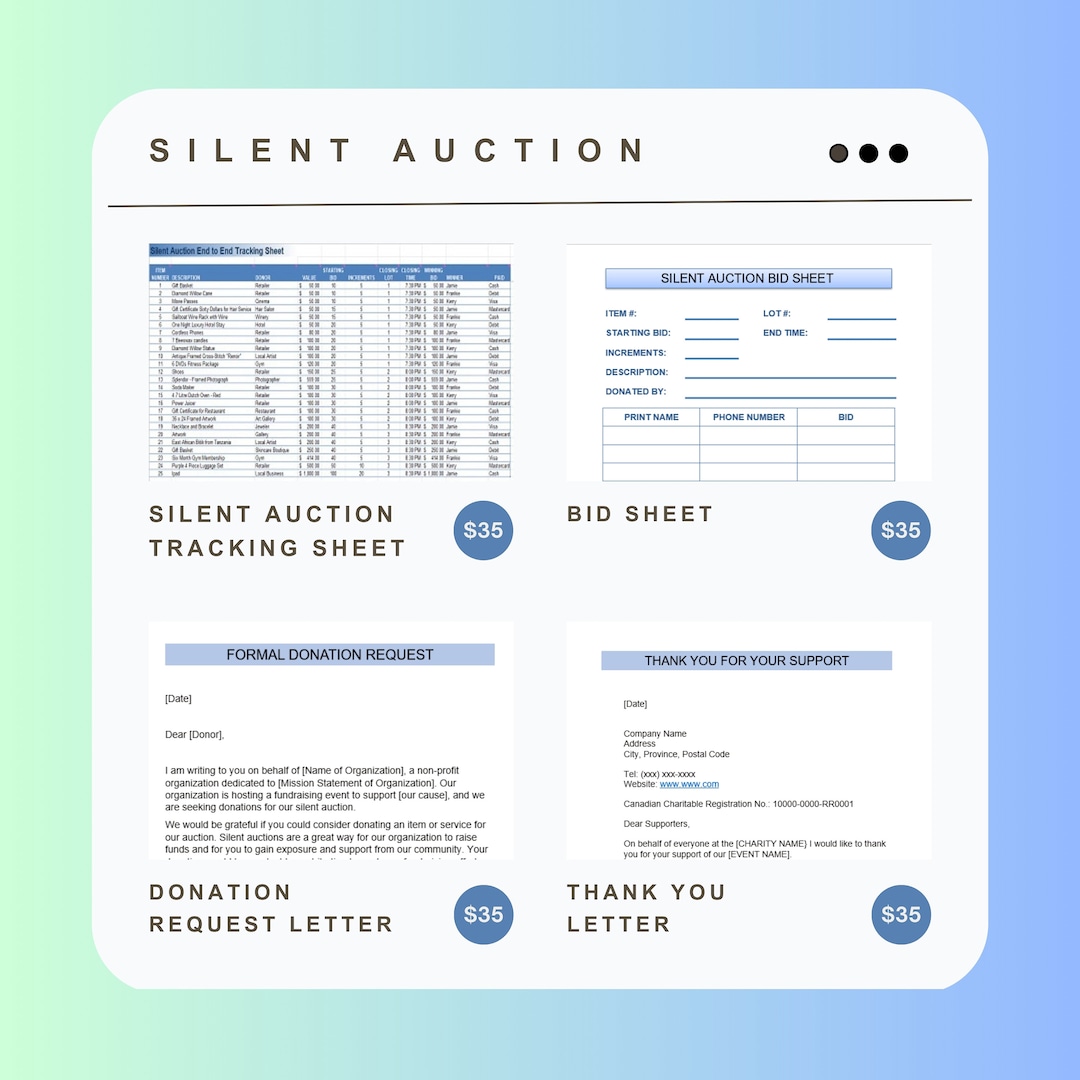 Silent Auction Template Package to Plan and Run Your Fundraising Event ...