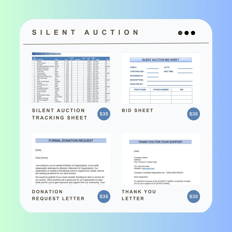 Silent Auction Template Package to Plan and Run Your Fundraising Event ...