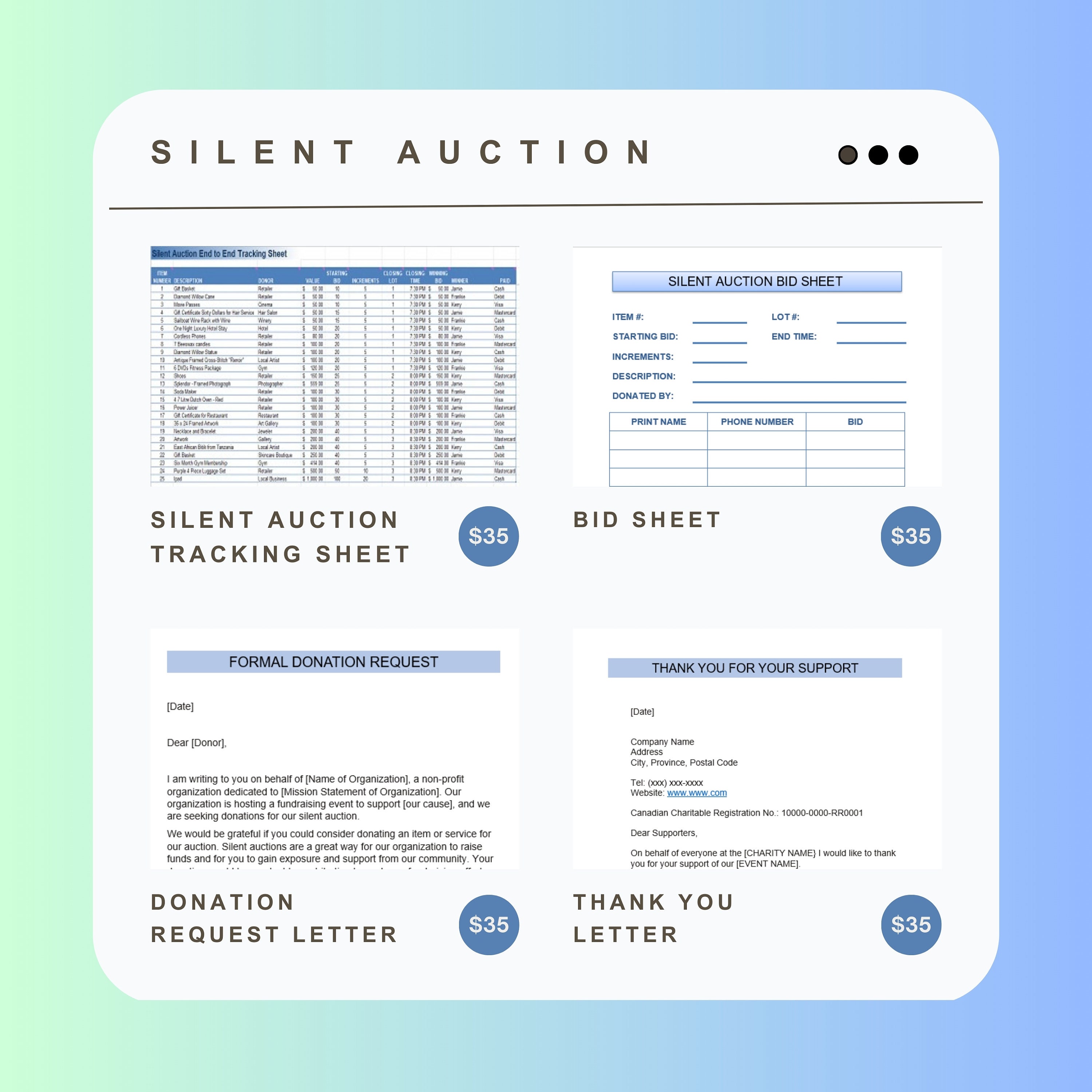 Silent Auction Template Package to Plan and Run Your Fundraising Event ...
