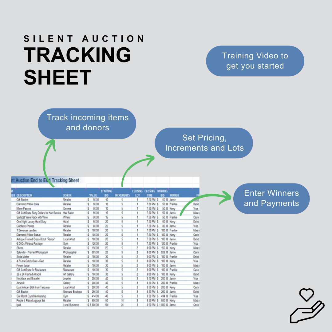 Silent Auction Tracker Sheet in Excel - Etsy