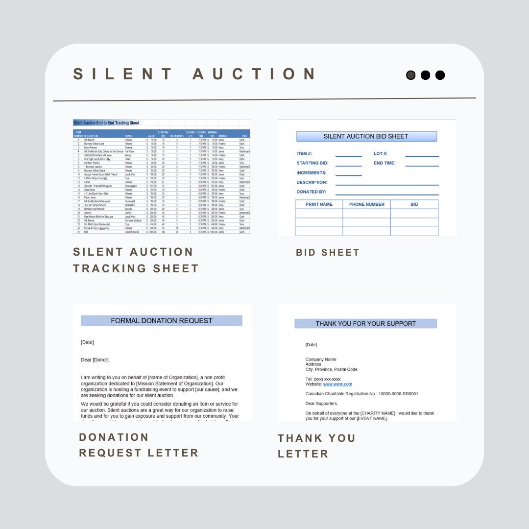 Silent Auction Tracker Sheet in Excel - Etsy