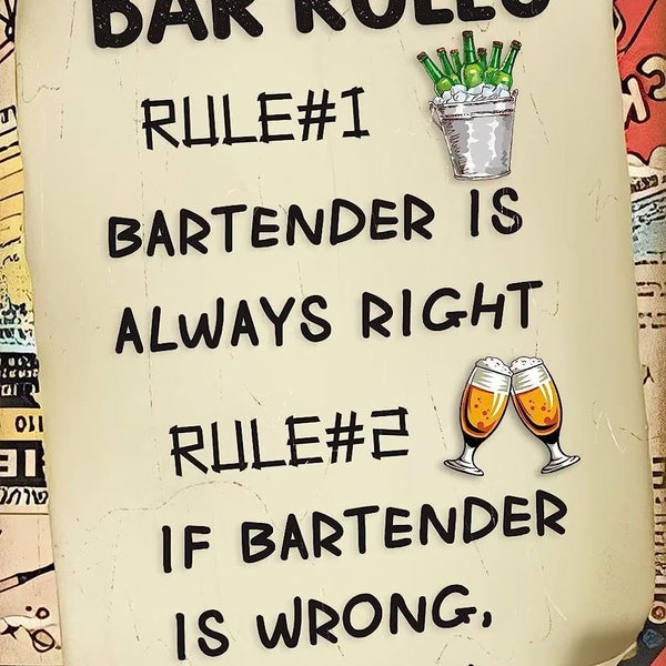 Bar Rules Sign - Etsy