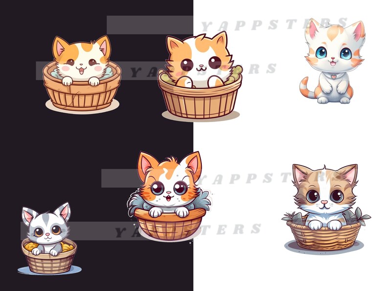 Kawaii Cat Clip Art – 60+ Cute PNG Images (commercial Use) - Etsy