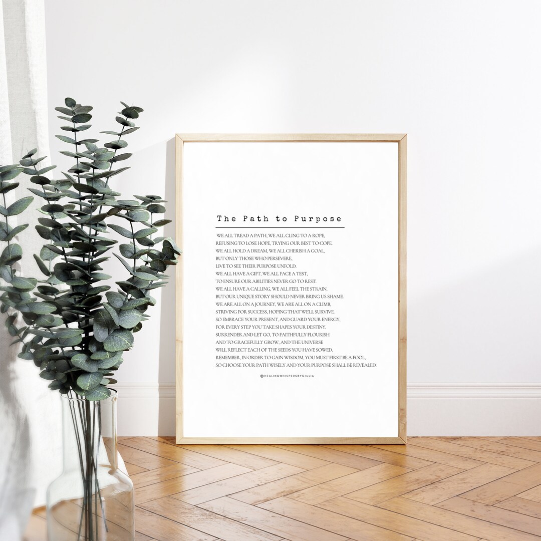 PURPOSE Poem Print Inspirational Poem home Decor Printable Wall Art ...