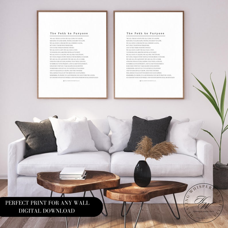 PURPOSE Poem Print Inspirational Poem home Decor Printable Wall Art ...
