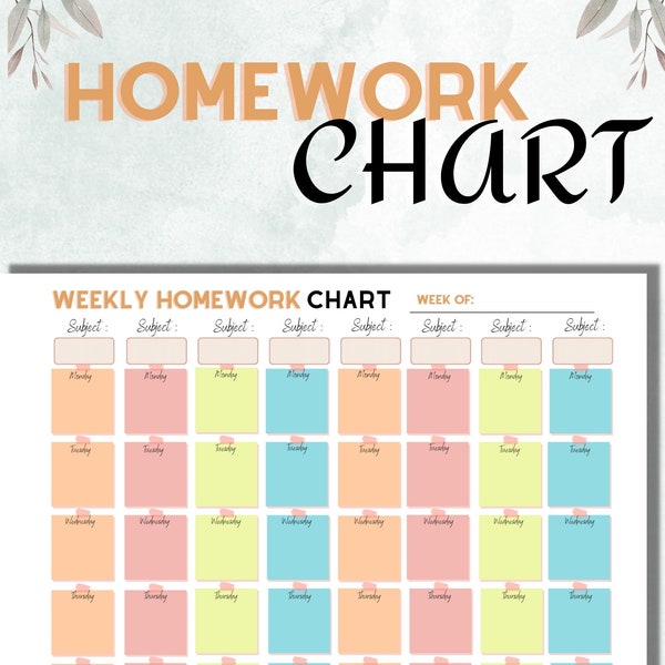 Homework Chart - Etsy