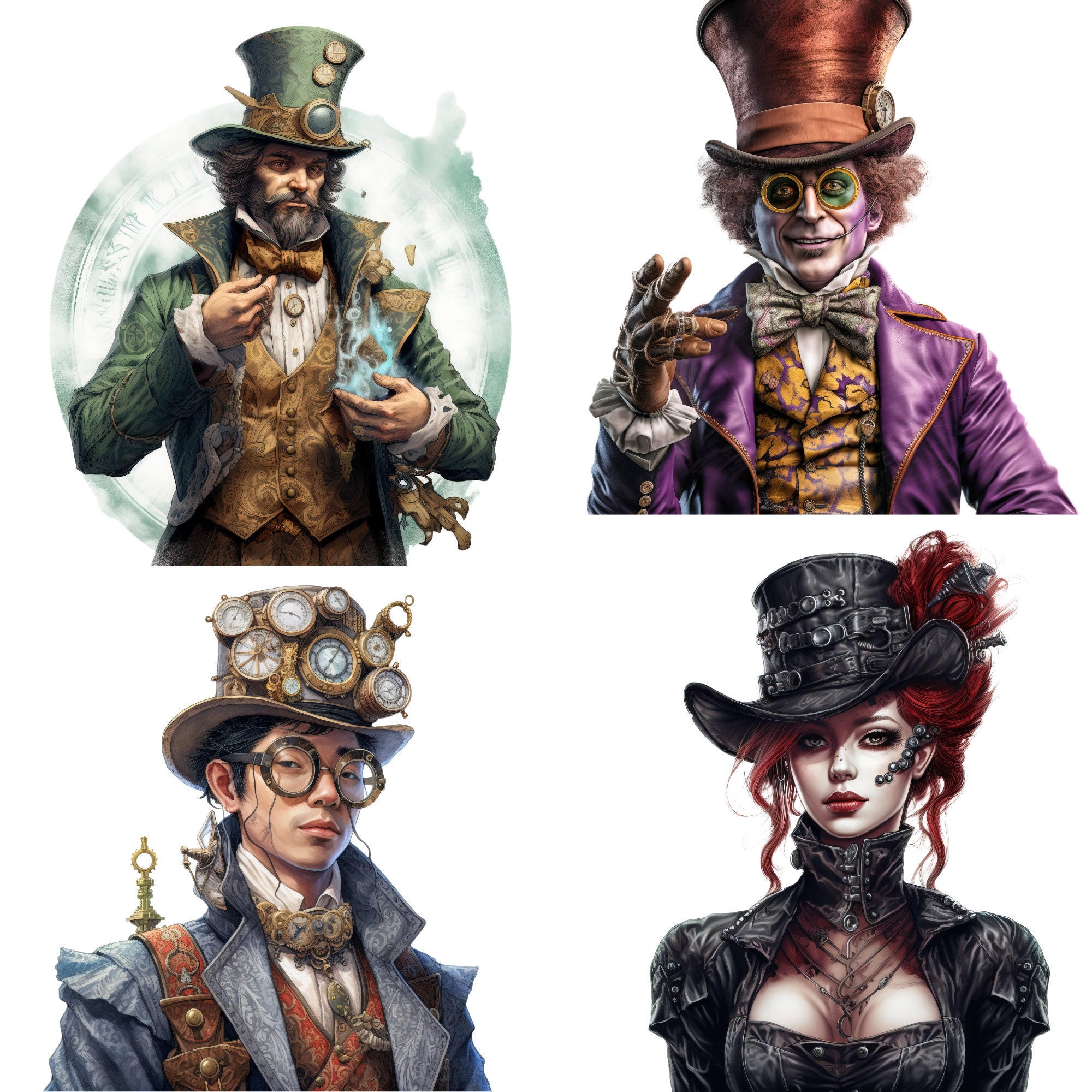 Steampunk Characters Clipart | Transparent Background | Printable ...