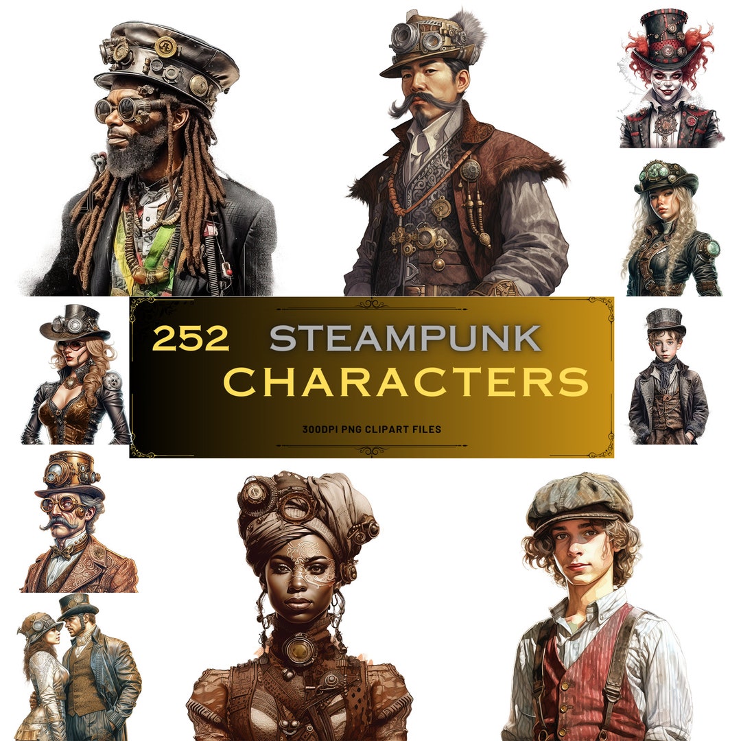 Steampunk Characters Clipart | Transparent Background | Printable ...