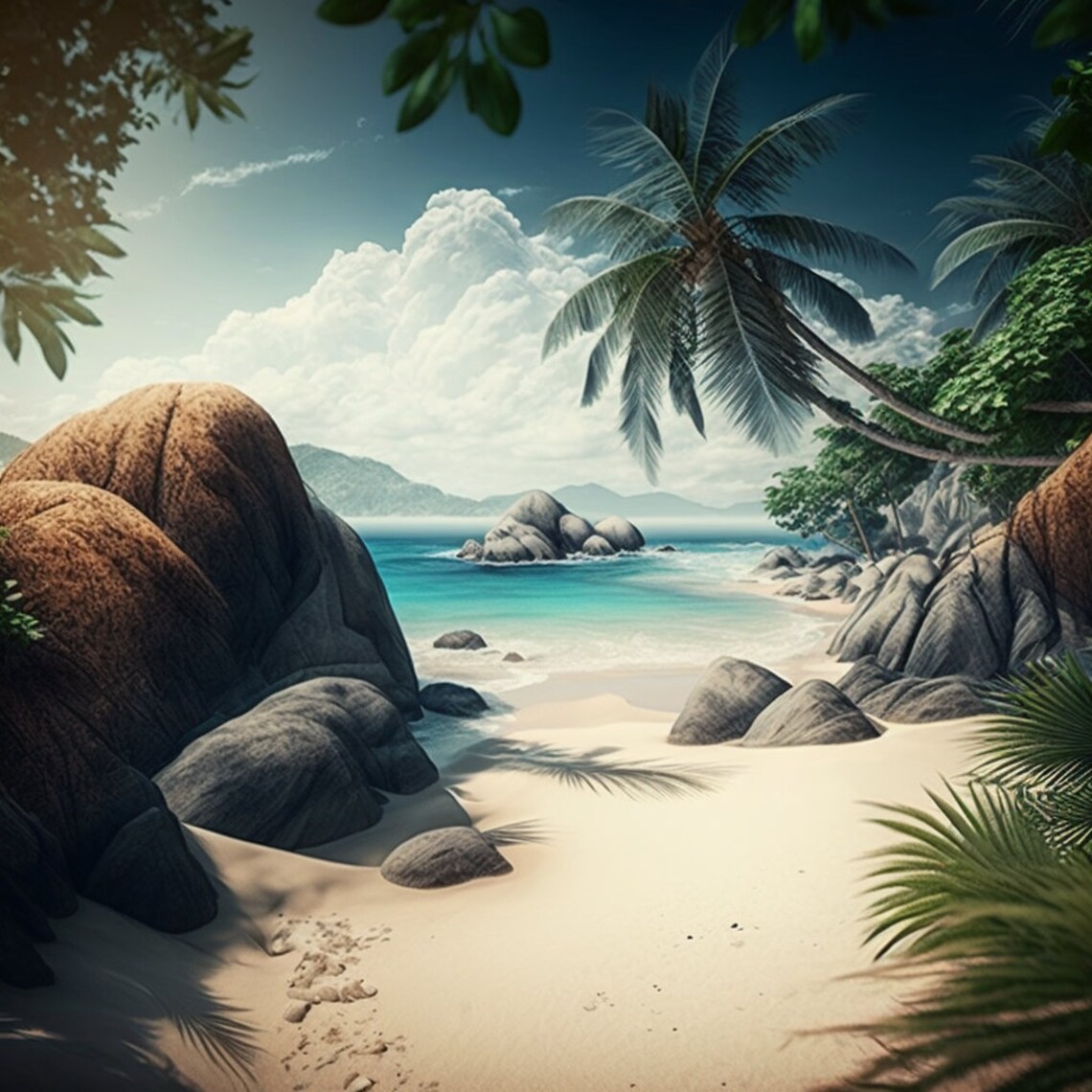 Tropical Island Virtual Backgrounds (3 Pack) - Ideal for Home, Office ...