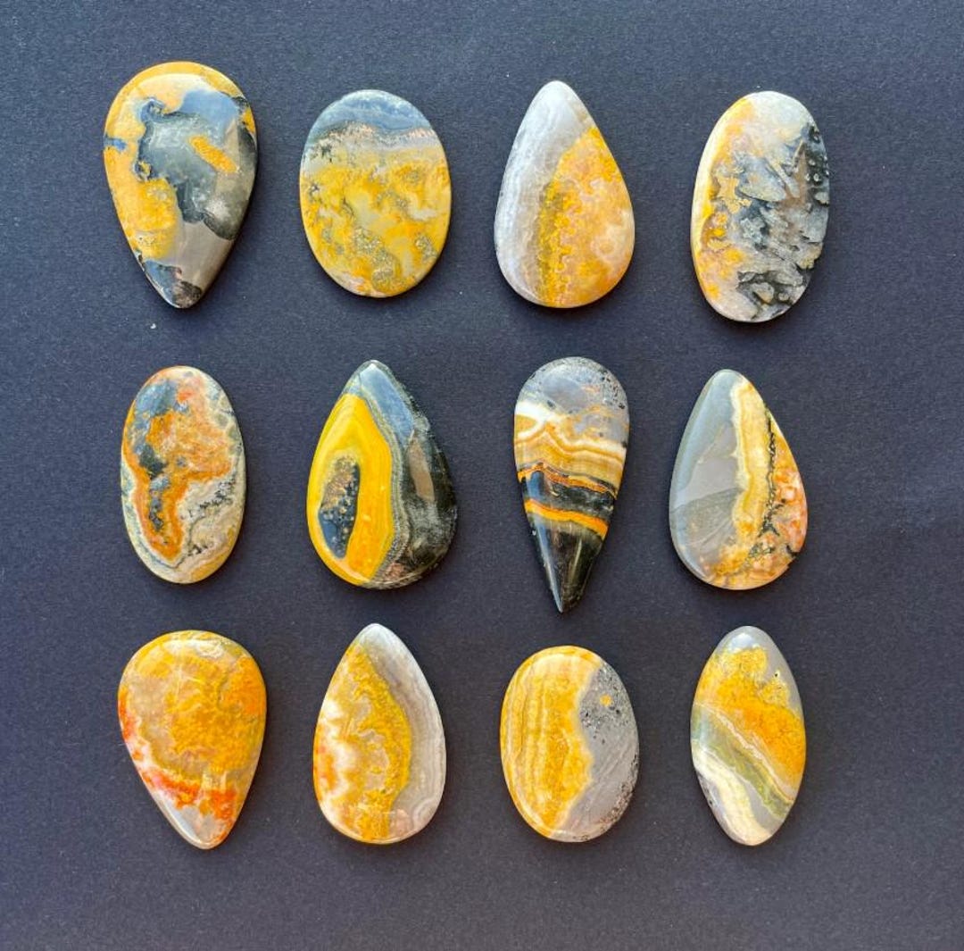 1pc Yellow Jasper Teardrop Gemstone Cabochon - Wire Wrapping Macrame ...