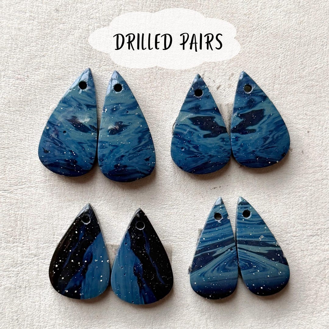 DRILLED Leland Blue Sieber Agate Cabochon Pairs - Flatback Slag Oval ...