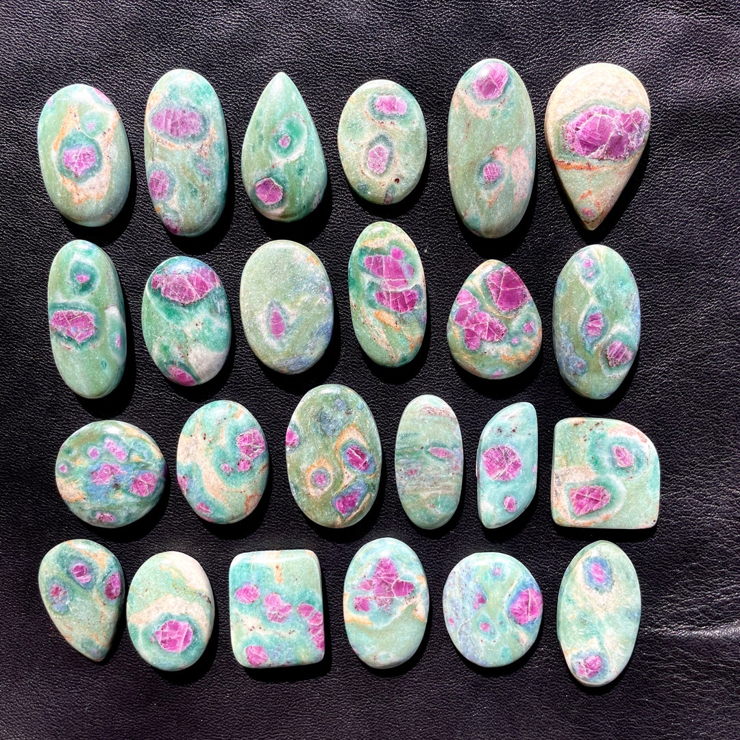 1pc Ruby Fuchsite Cabochon - Flatback Round Oval Teardrop Pink Red Ruby ...