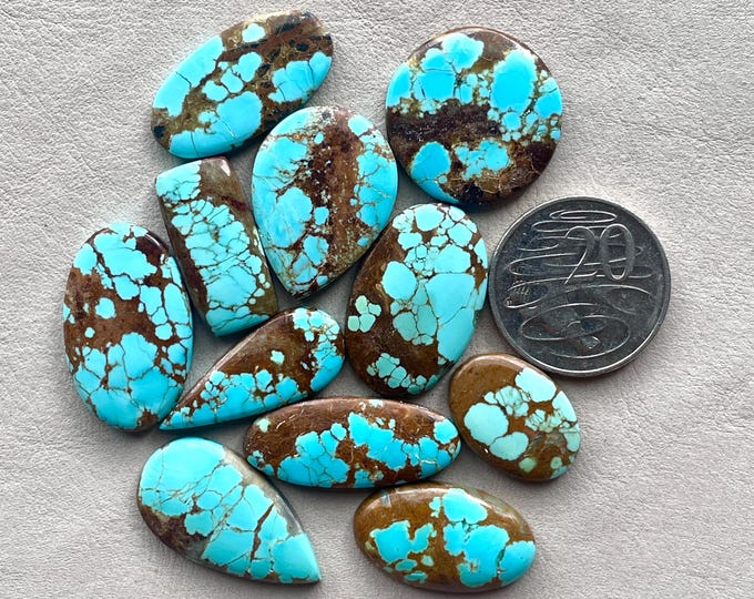 1pc Number 8 Mine Turquoise Cabochon - Eight Collectors Oval Round Blue ...