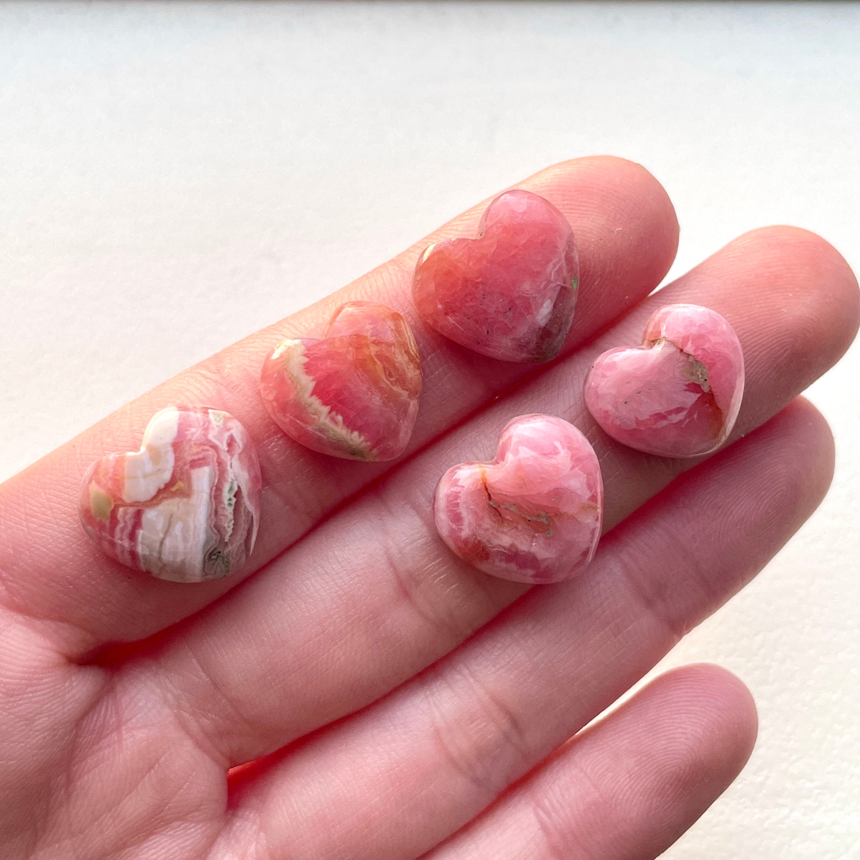 1pc Rhodochrosite Flat Back Heart Cabochon - Mini Ring Pendant Gemmy ...