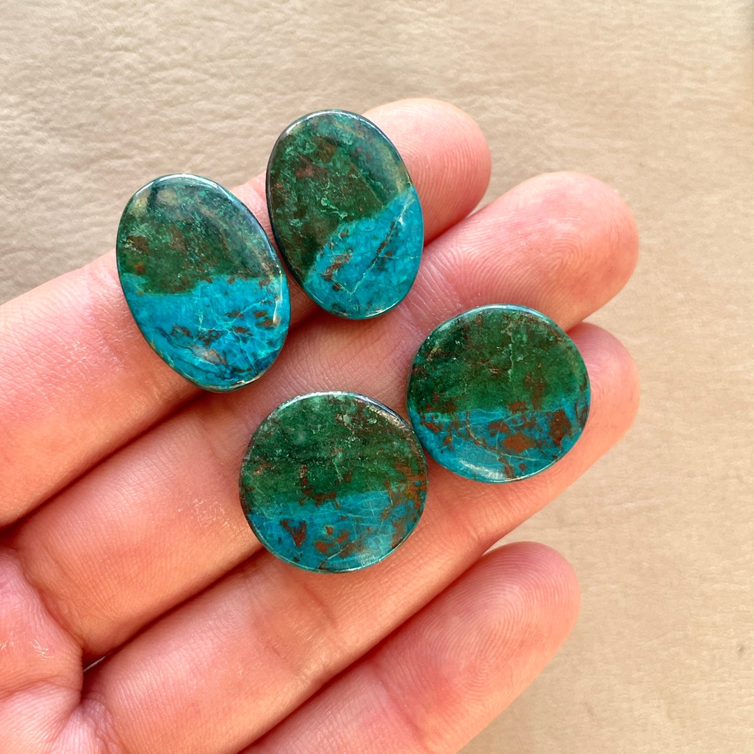 1 Bi Colour Chrysocolla Matching Pair - Blue Green Cuprite Polished ...