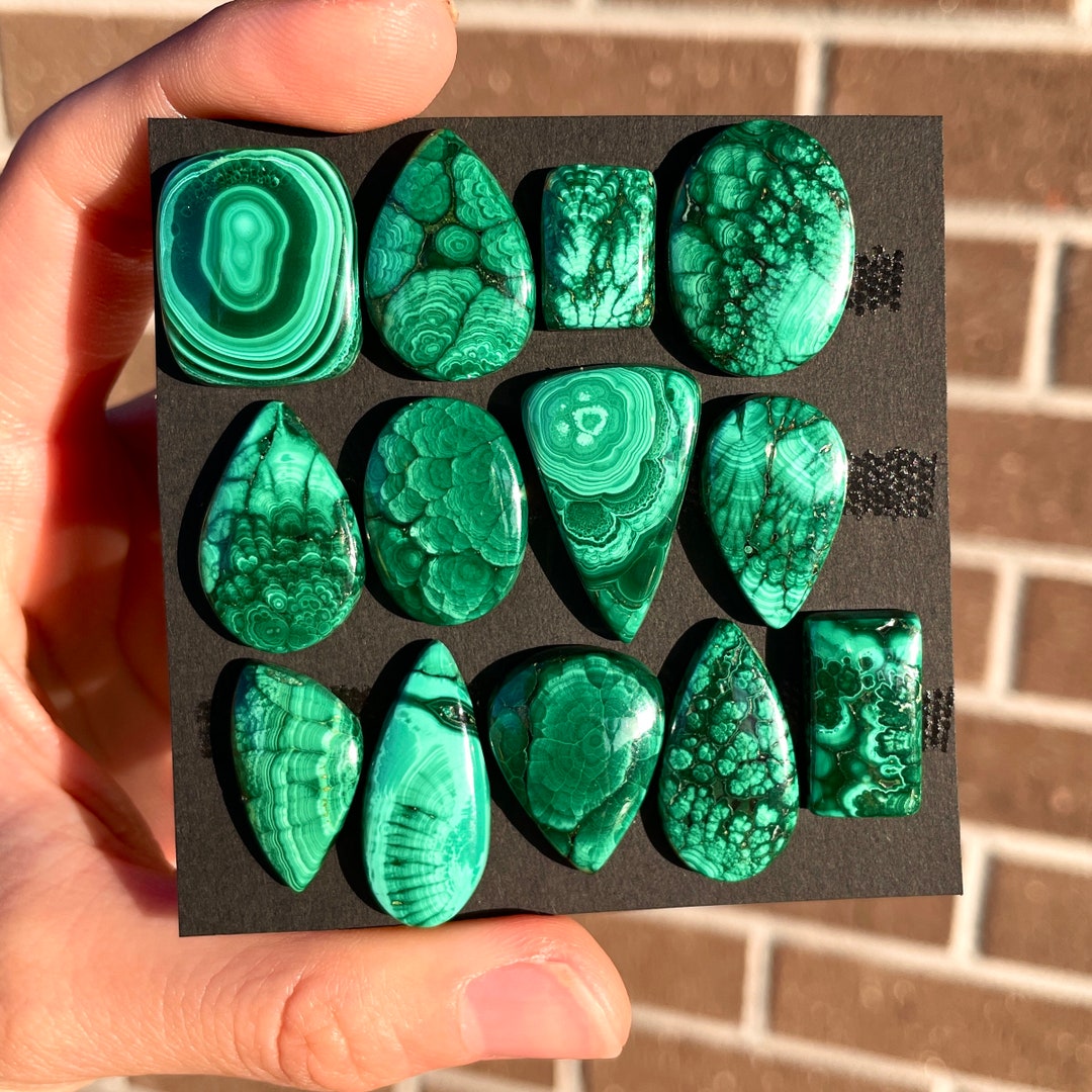 1pc 20-25mm Malachite Flatback Cabochon - Oval Teardrop Rare Pattern ...