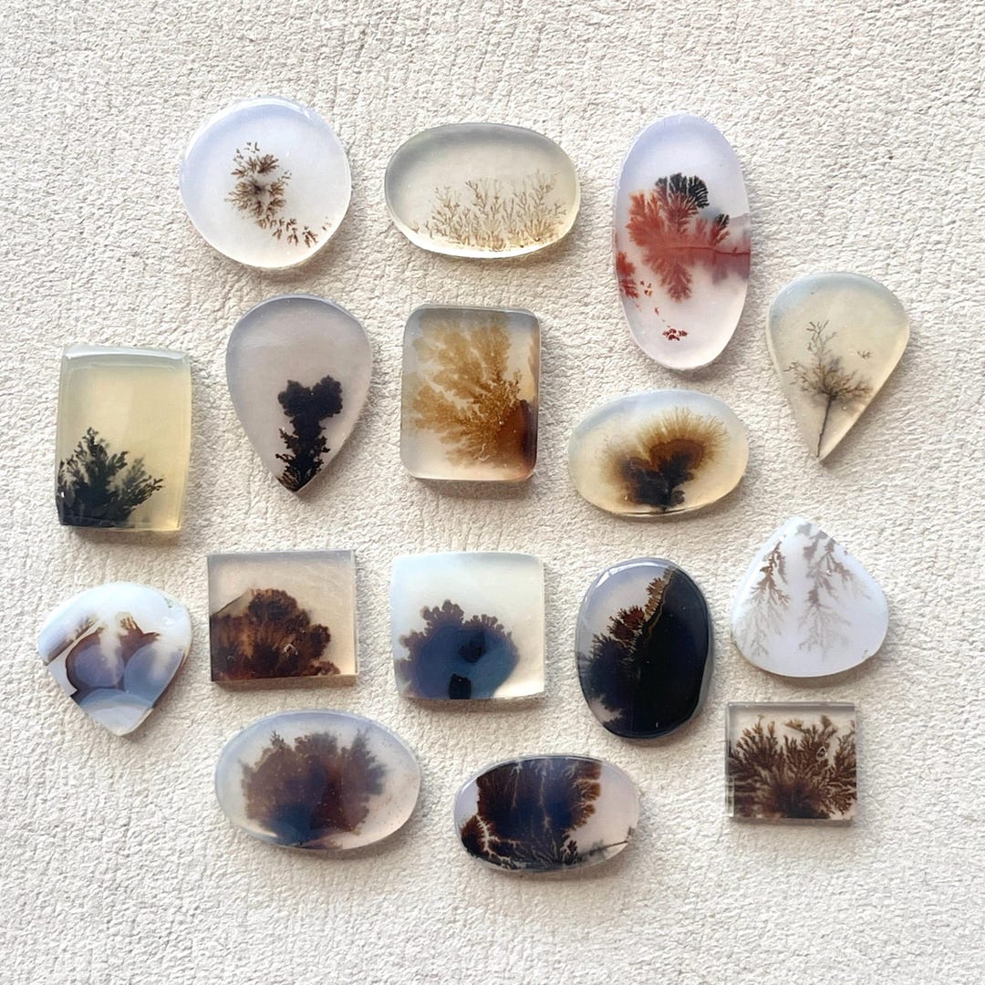 8-16mm - Scenic Dendritic Agate Cabochon - Free Form Dendrite Agate ...