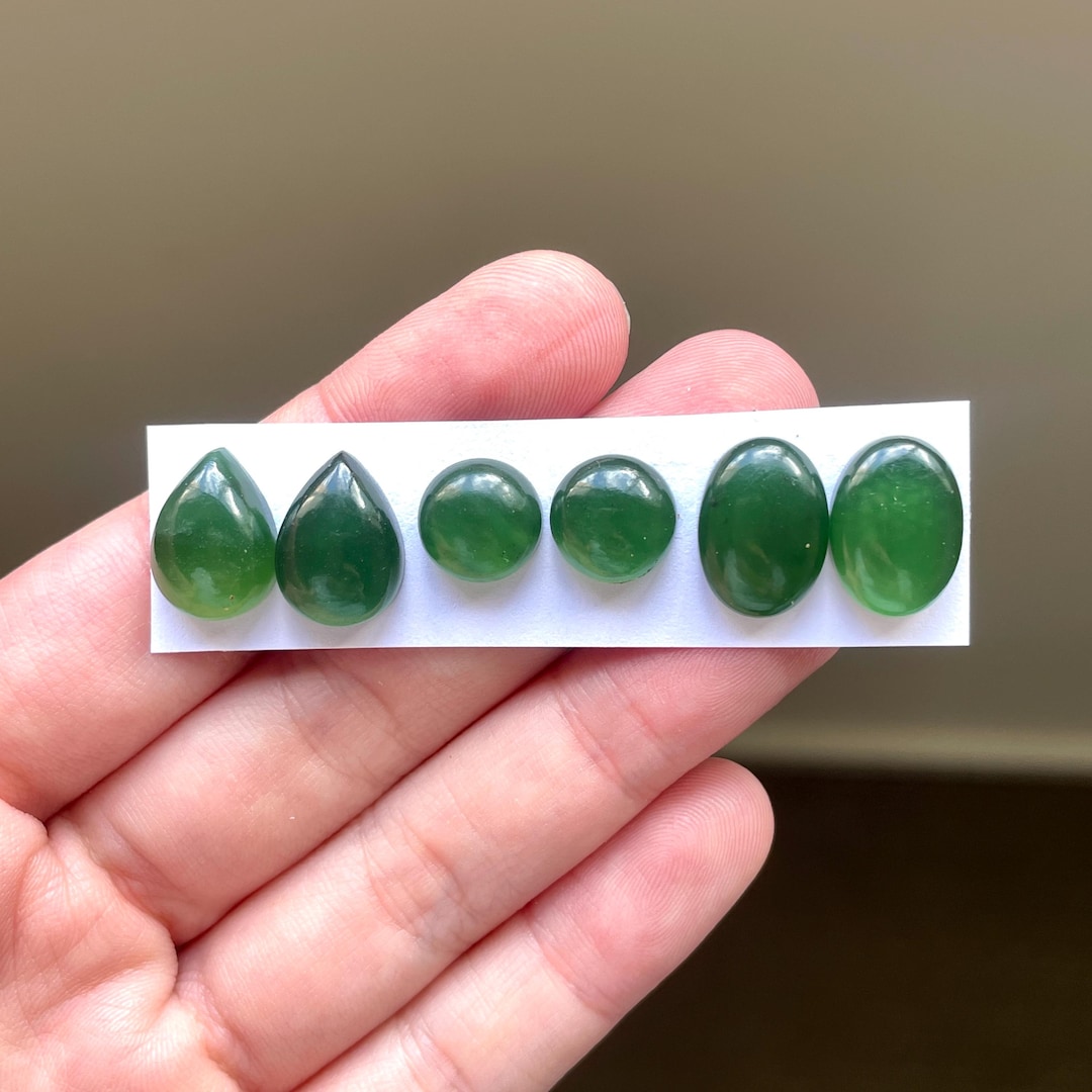 1pair Gemmy Serpentine Cabochons - Flat Back Ring Size Green Gemstones ...