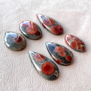 21-32mm Mexican Peanut Obsidian Flat Back Cabochon - Teardrop Oval ...
