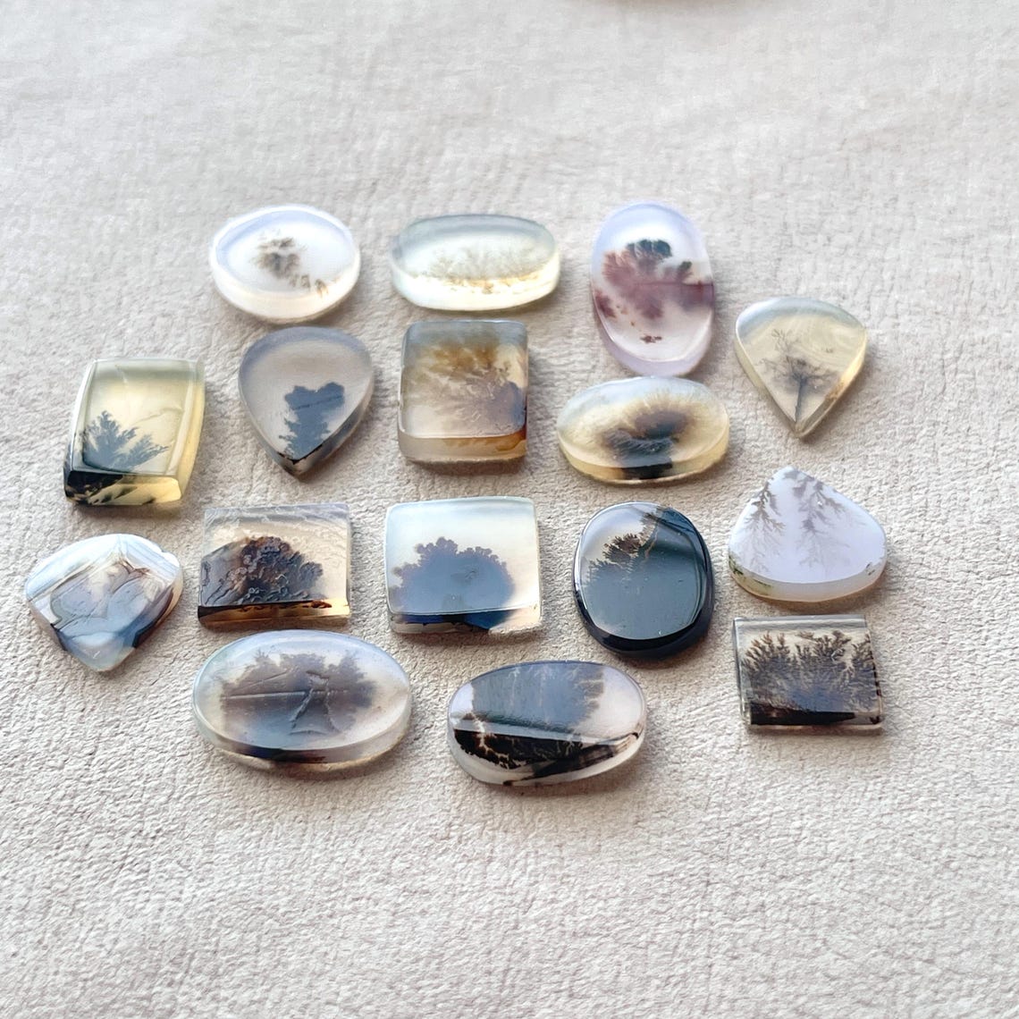 8-16mm - Scenic Dendritic Agate Cabochon - Free Form Dendrite Agate ...