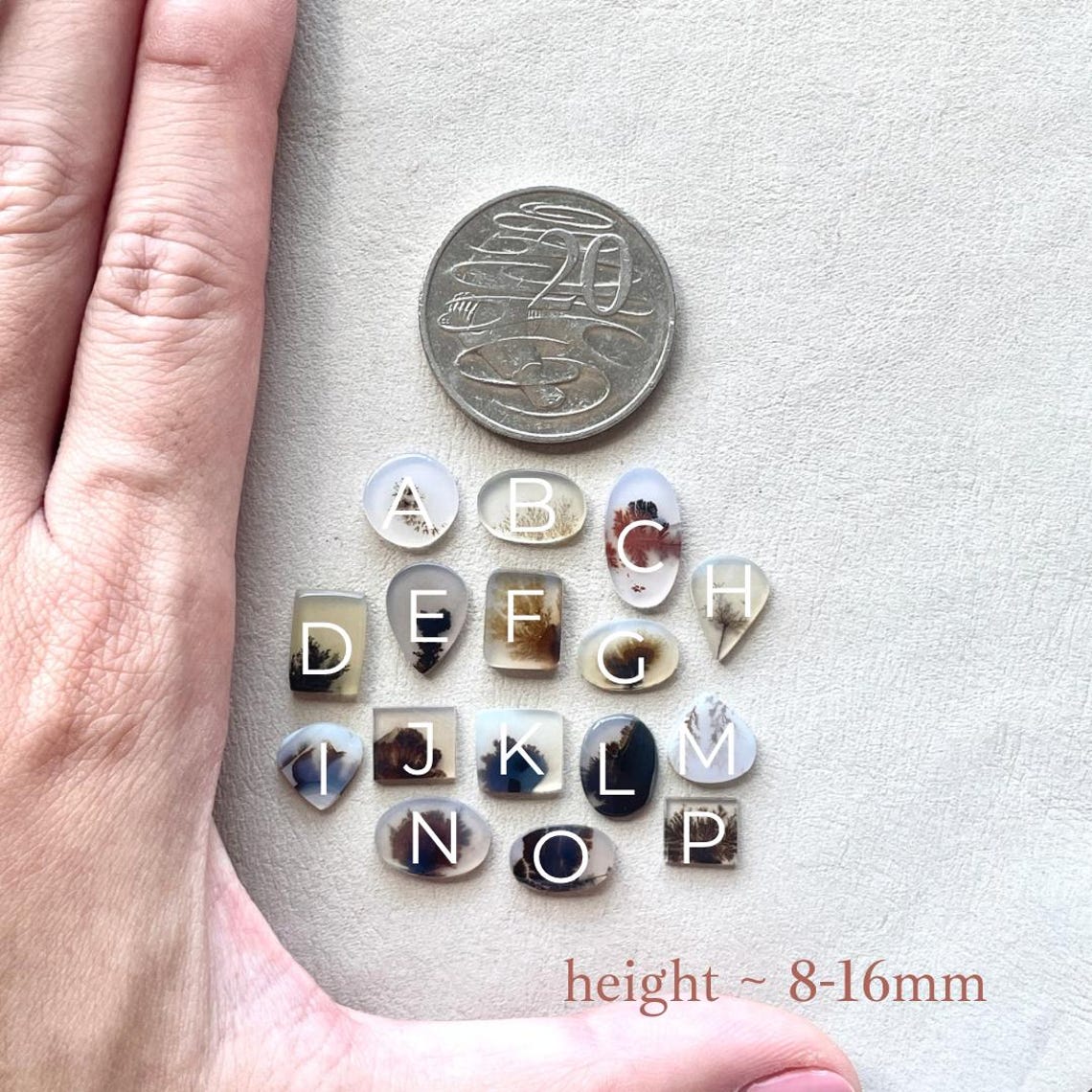 8-16mm - Scenic Dendritic Agate Cabochon - Free Form Dendrite Agate ...