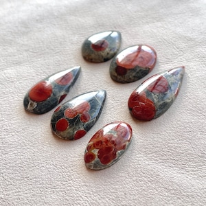 21-32mm Mexican Peanut Obsidian Flat Back Cabochon - Teardrop Oval ...