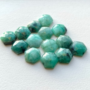 1pc 10mm Emerald Hexagon Rose Cut Cabochon - Faceted Emerald Flatback ...