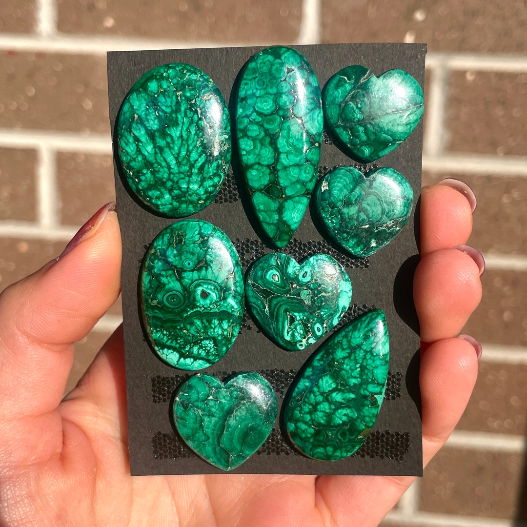 1pc 20-40mm Malachite Flatback Cabochon - Oval Teardrop Heart Rare ...