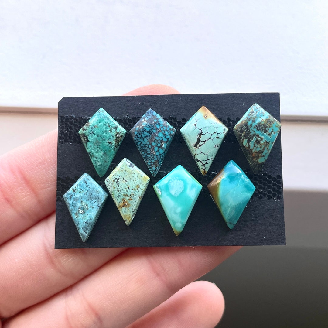 1pc 14x10mm Tibetan Turquoise Kite Cabochon Blue Green Flatback Natural ...