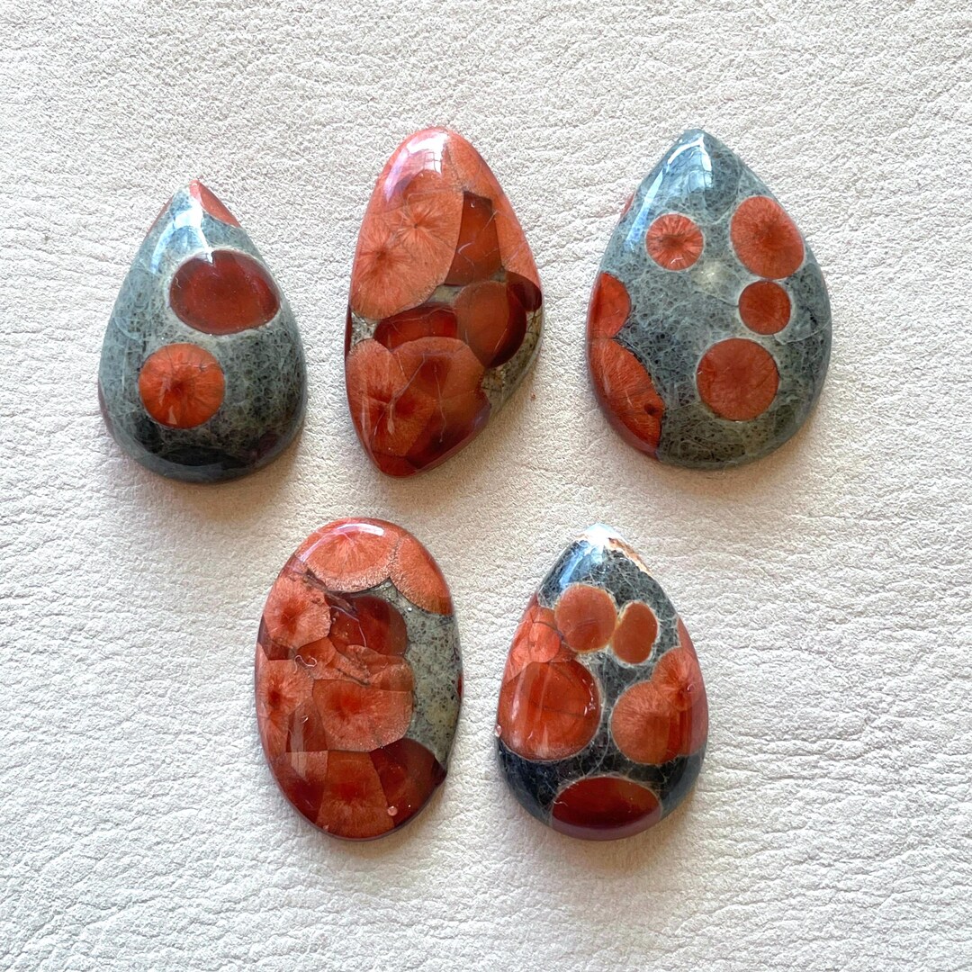 21-25mm Mexican Peanut Obsidian Flat Back Cabochon - Teardrop Oval ...