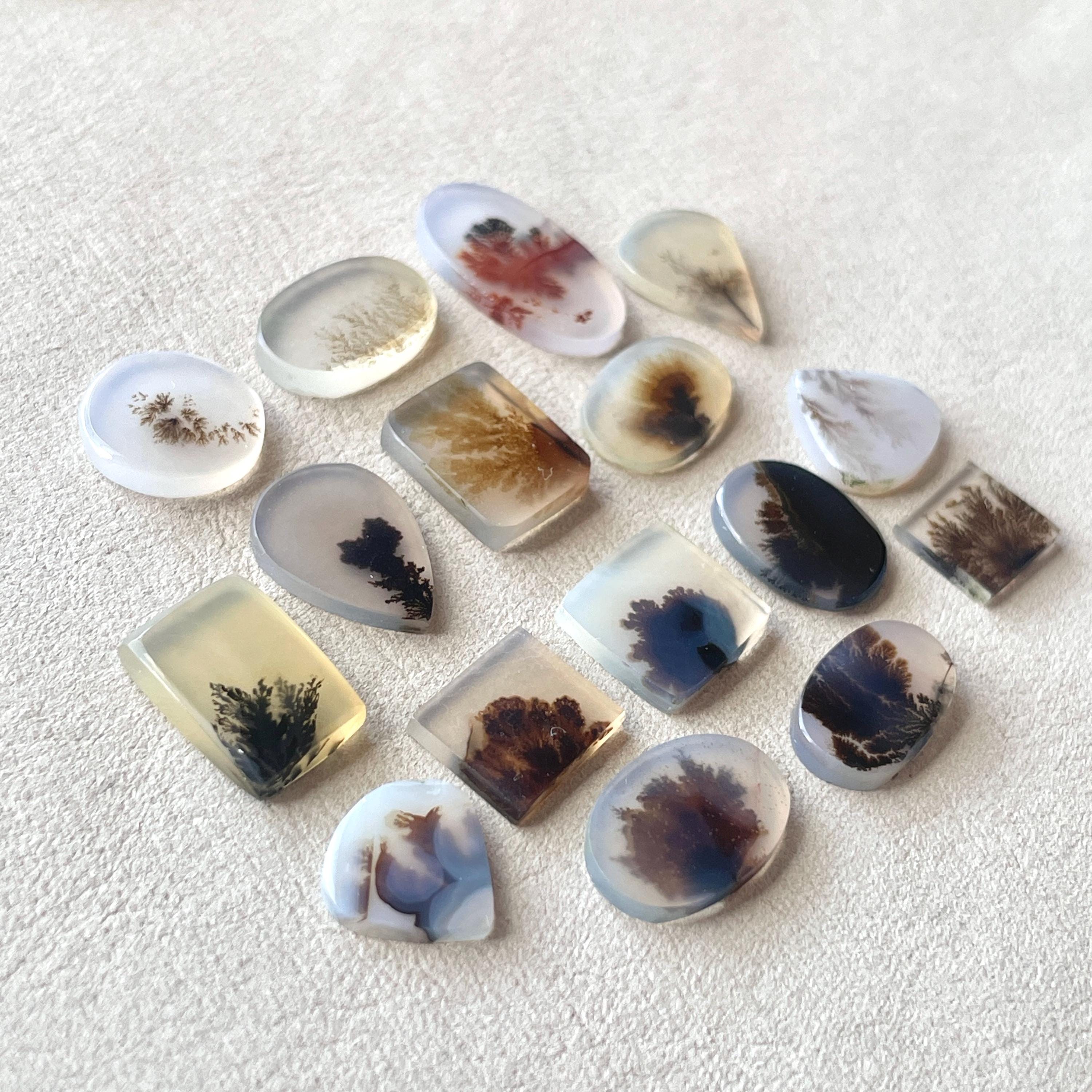 8-16mm - Scenic Dendritic Agate Cabochon - Free Form Dendrite Agate ...