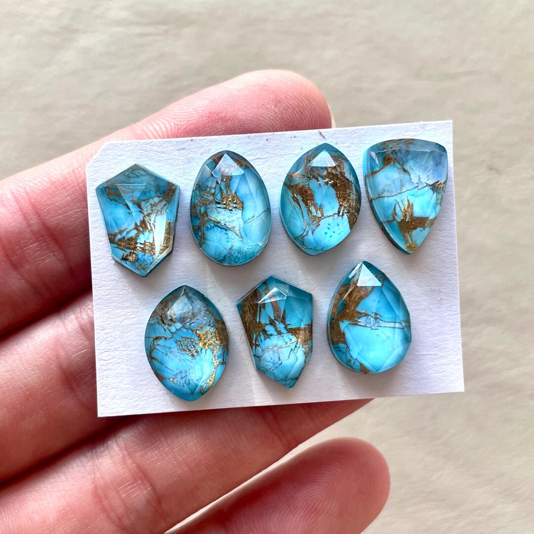 1pc 13-14mm Copper Mohave Turquoise & Quartz Doublet Cabochon ...