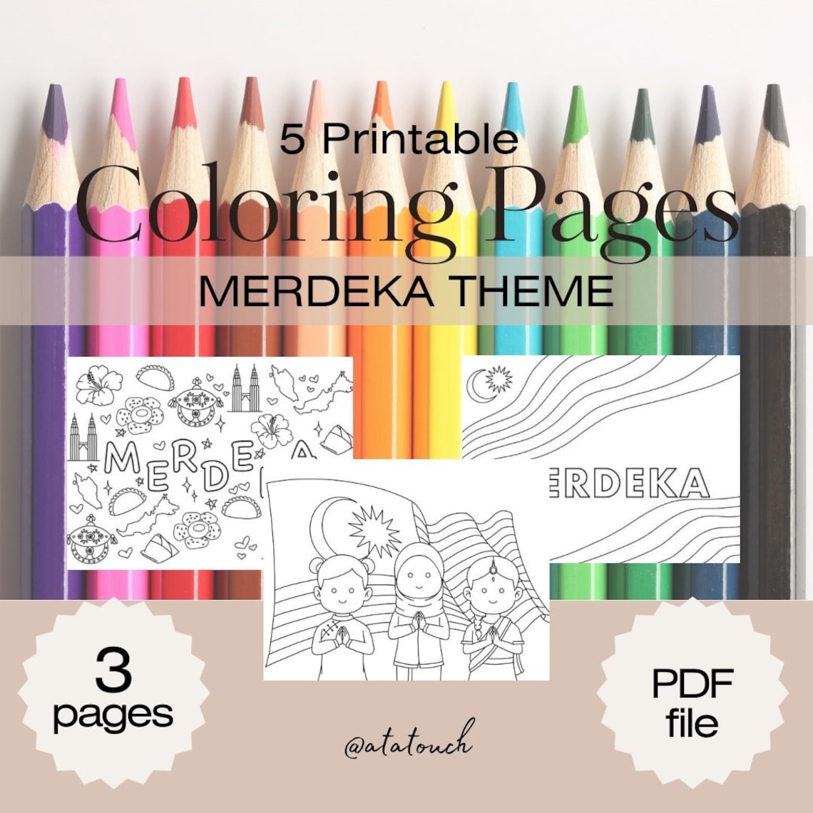 Merdeka Coloring Poster Malaysia Independent Day Printable Diy Colour ...
