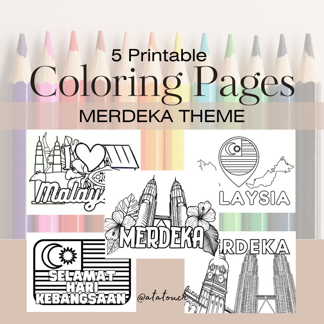 Merdeka Coloring Poster Malaysia Independent Day Printable Diy - Etsy
