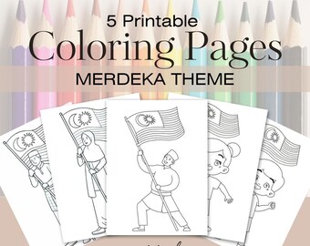 Merdeka Coloring Poster Malaysia Independent Day Printable Diy Colour ...