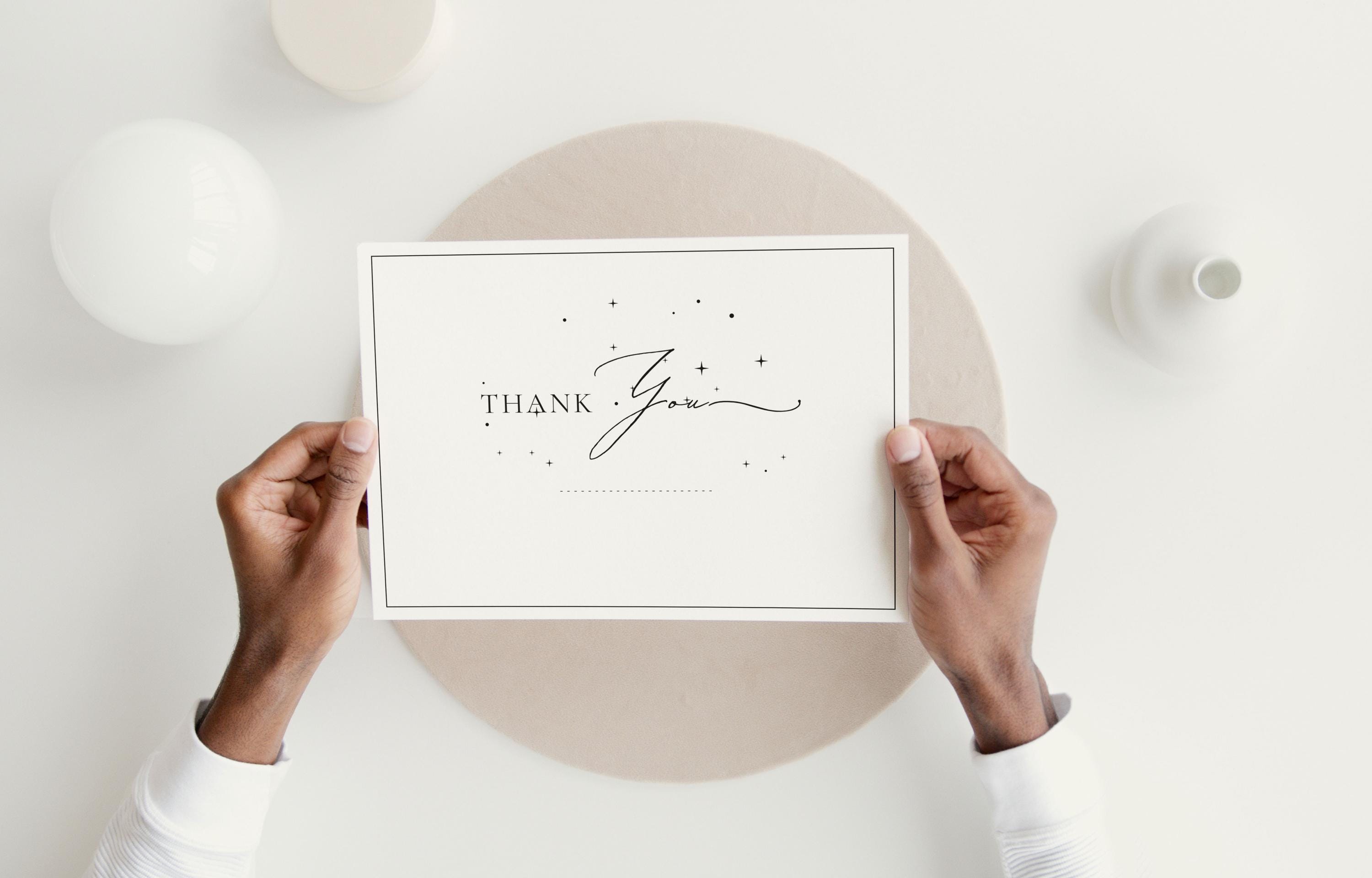 Digital Thank You Card Template Printable - Minimalist Black & White ...