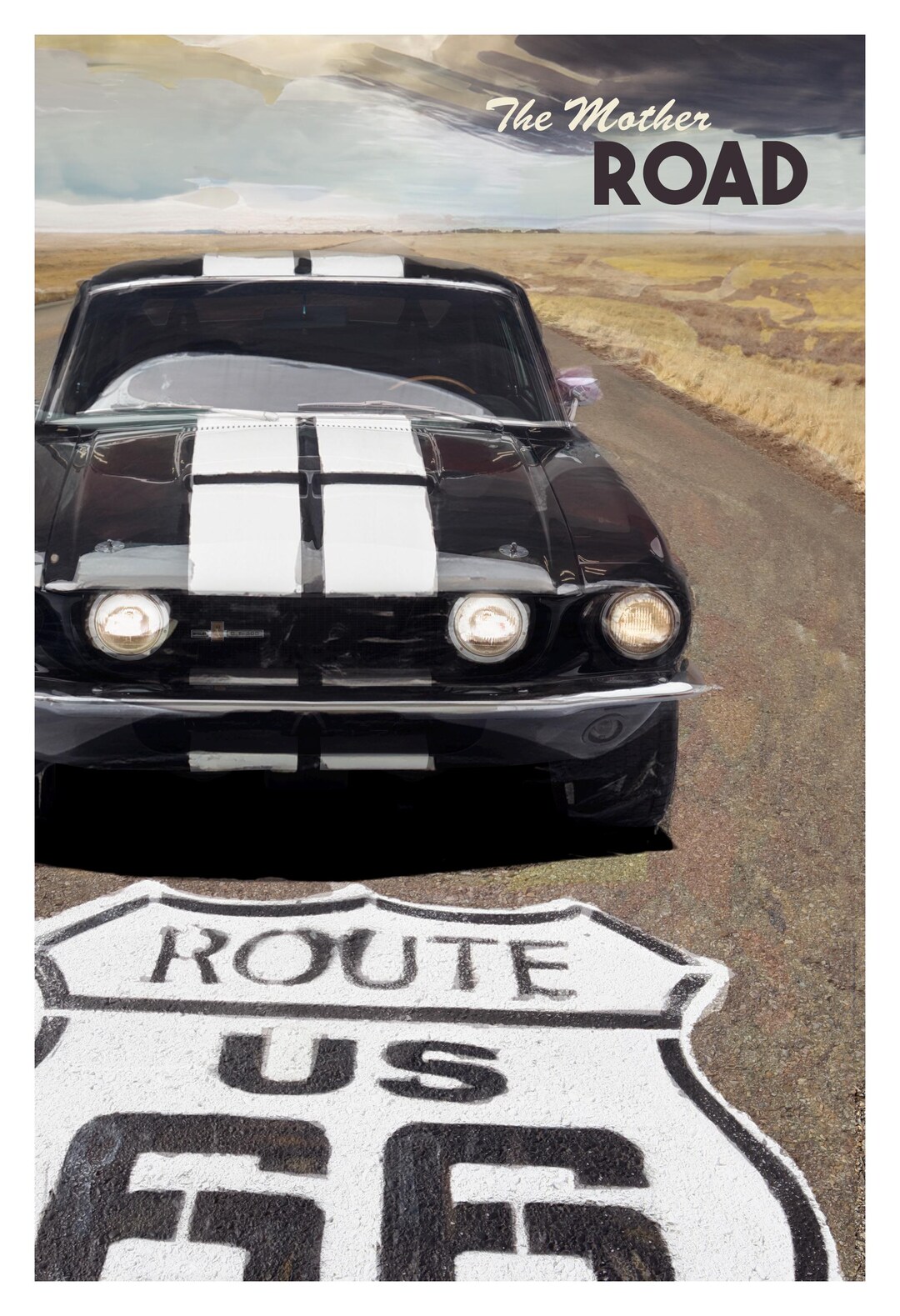 Route 66 Mustang - Art Illustration Print - Etsy