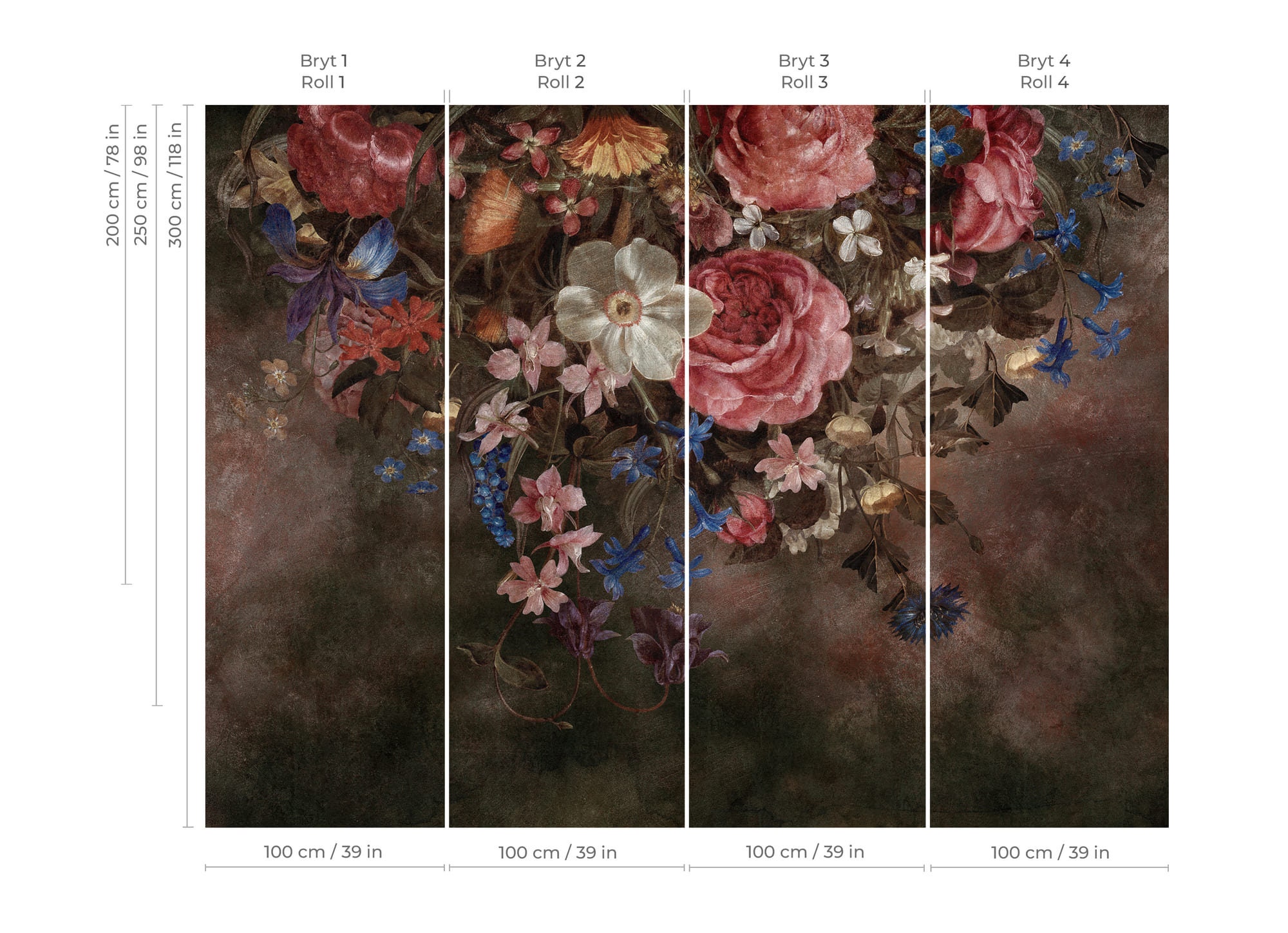 VIVIEN / Flowers Wallpaper, Floral Pattern, Botanical Wallpaper, Custom ...
