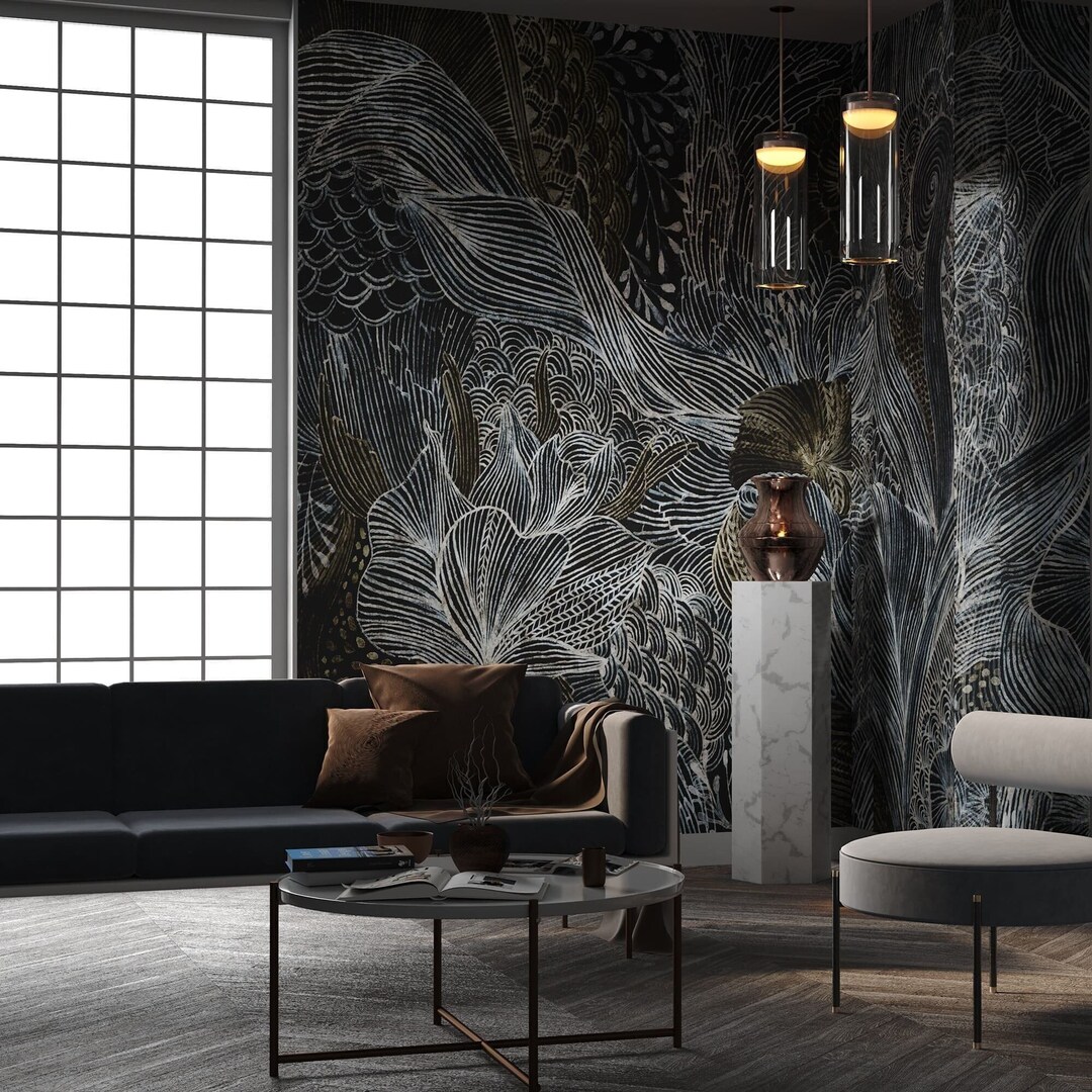 CALMA / Floral Wallpaper, Abstract Wall Mural, Floral Pattern, Custom ...