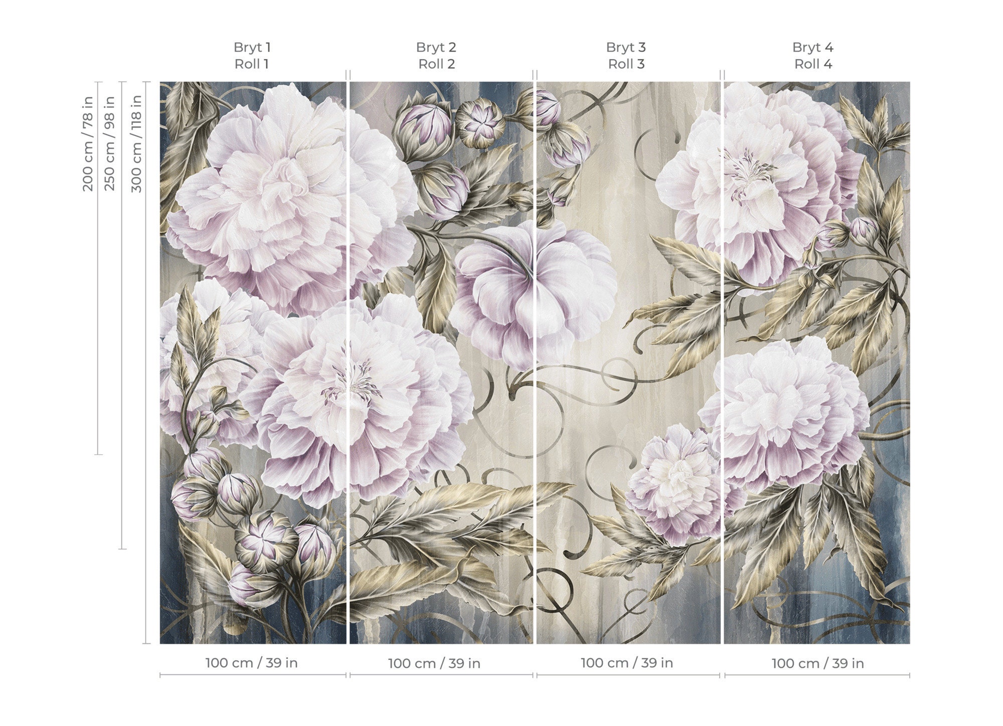 ALAVEN / Floral Wallpaper, Blossom Flower Wall Mural, Botanical Pattern ...