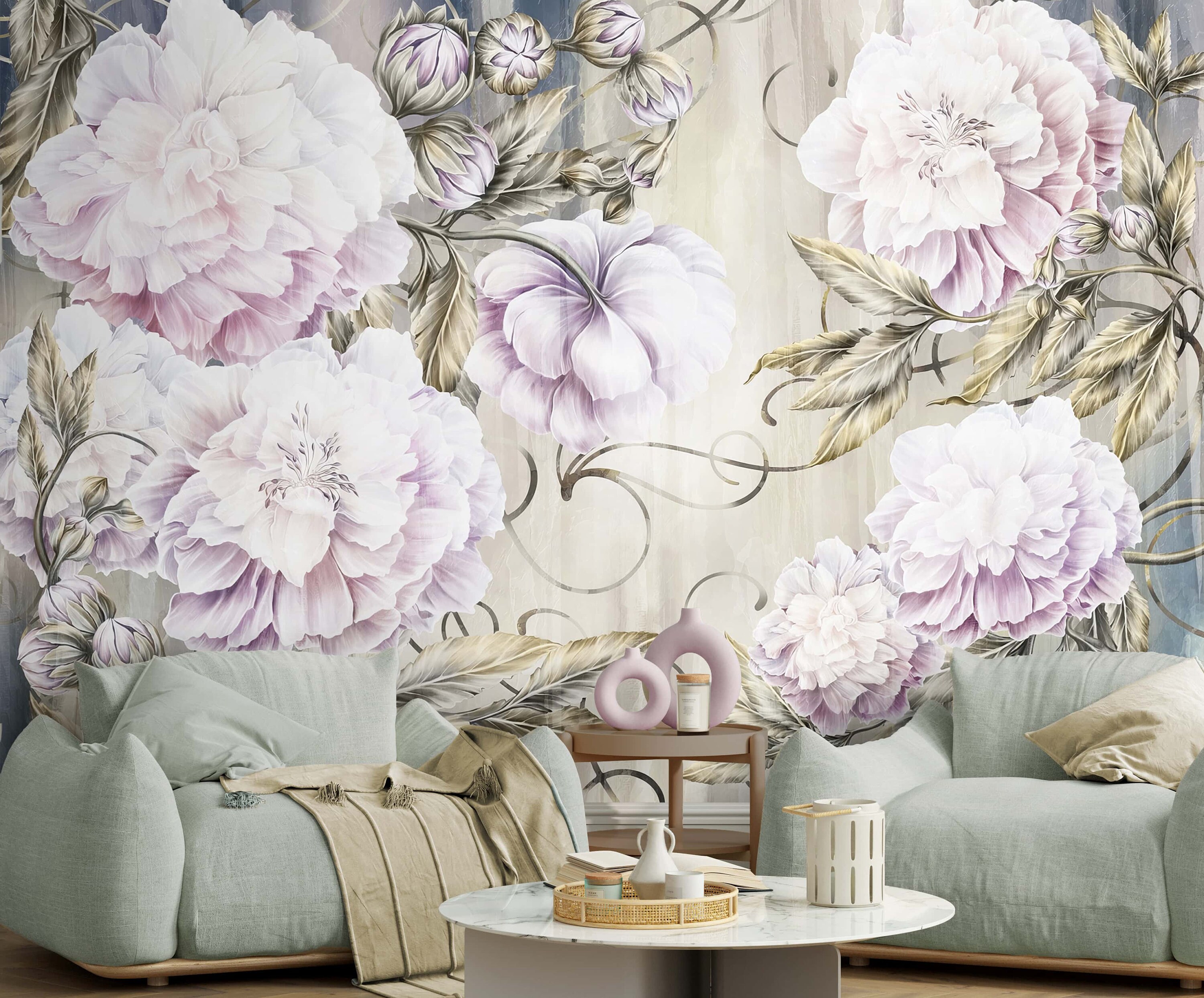 ALAVEN / Floral Wallpaper, Blossom Flower Wall Mural, Botanical Pattern ...